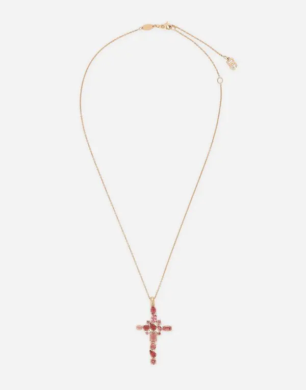 Dolce & Gabbana Rainbow Monochrome Pendant 18 Carat Gold And Pink Tourmalines Necklaces Gold - Red