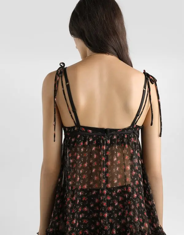 Dolce & Gabbana Rose-print Chiffon Mini Dress