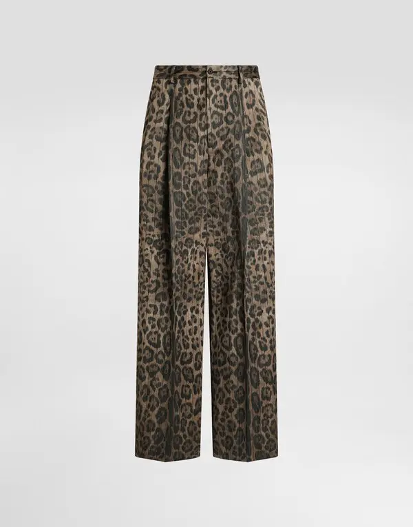 Dolce & Gabbana Leopard-jacquard Wide-leg Trousers - Print