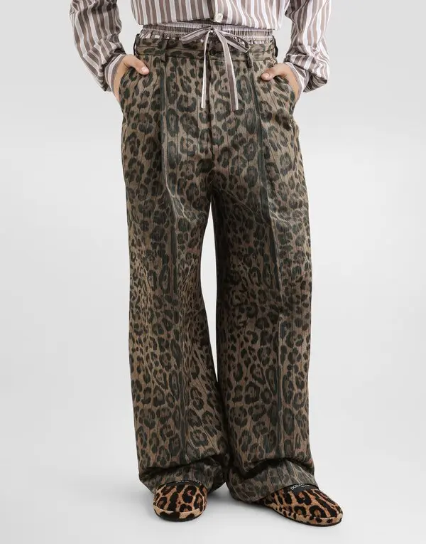 Dolce & Gabbana Leopard-jacquard Wide-leg Trousers - Print