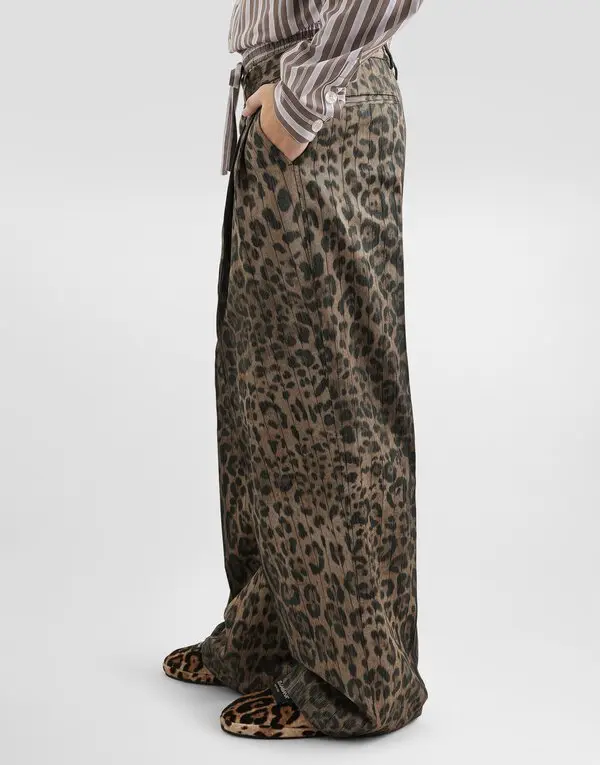 Dolce & Gabbana Leopard-jacquard Wide-leg Trousers - Print