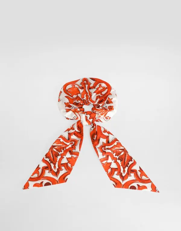 Dolce & Gabbana Majolica-print Cotton Poplin Scrunchie Accessories
