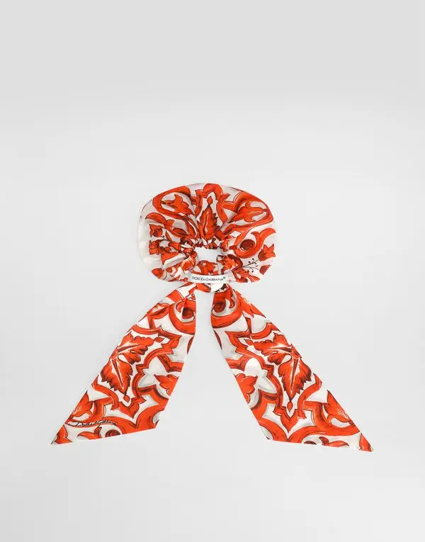 Dolce & Gabbana Majolica-print Cotton Poplin Scrunchie Accessories