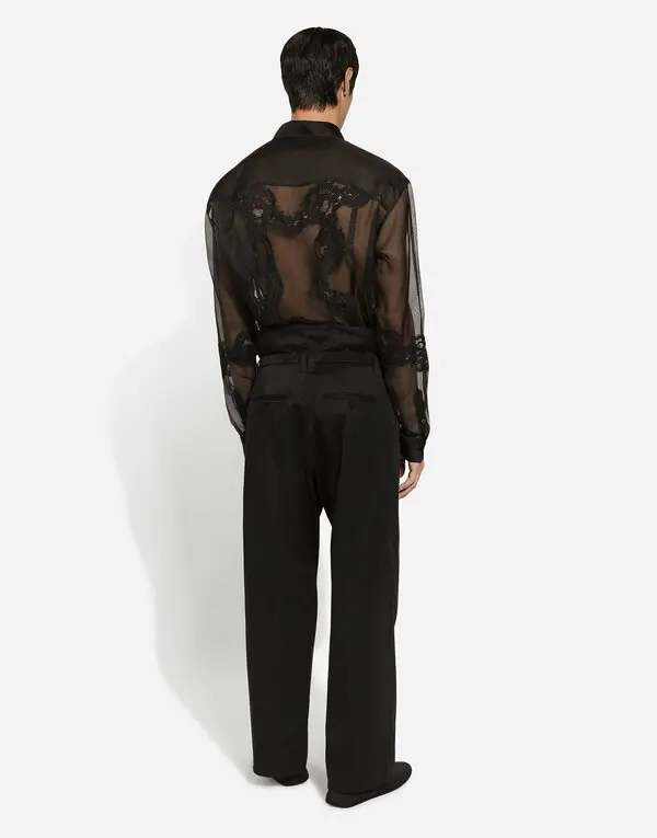 Dolce & Gabbana Oversize Organza Shirt With Lace Inserts Shirts