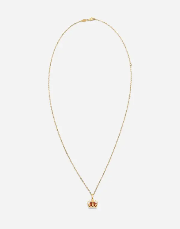 Dolce & Gabbana Royal Pendant 18-carat Yellow Jasper, Rubies, And Blue Sapphire Necklaces - Gold
