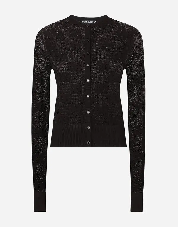 Dolce & Gabbana Cashmere And Silk Cardigan With Lace Inlay - Black