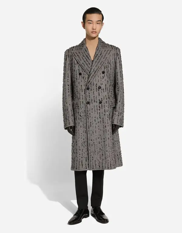 Dolce & Gabbana Double-breasted Embroidered Wool Coat