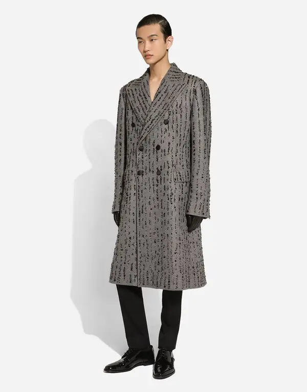 Dolce & Gabbana Double-breasted Embroidered Wool Coat