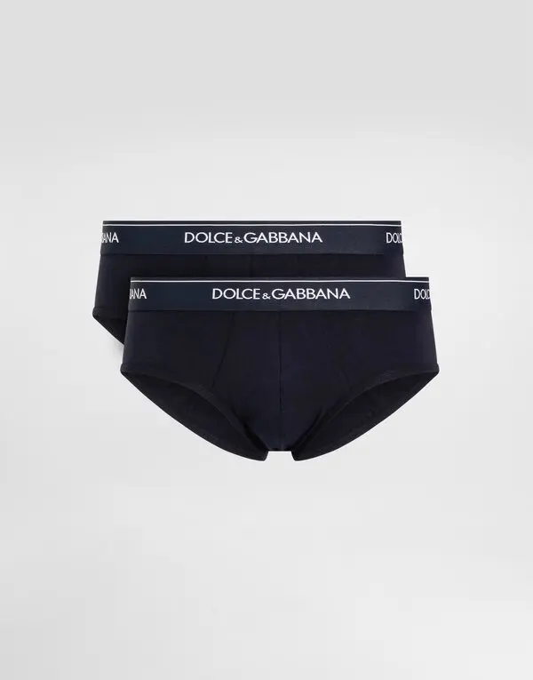Dolce & Gabbana Stretch Cotton Brando Briefs Two-pack Underwear And Loungewear - Blue