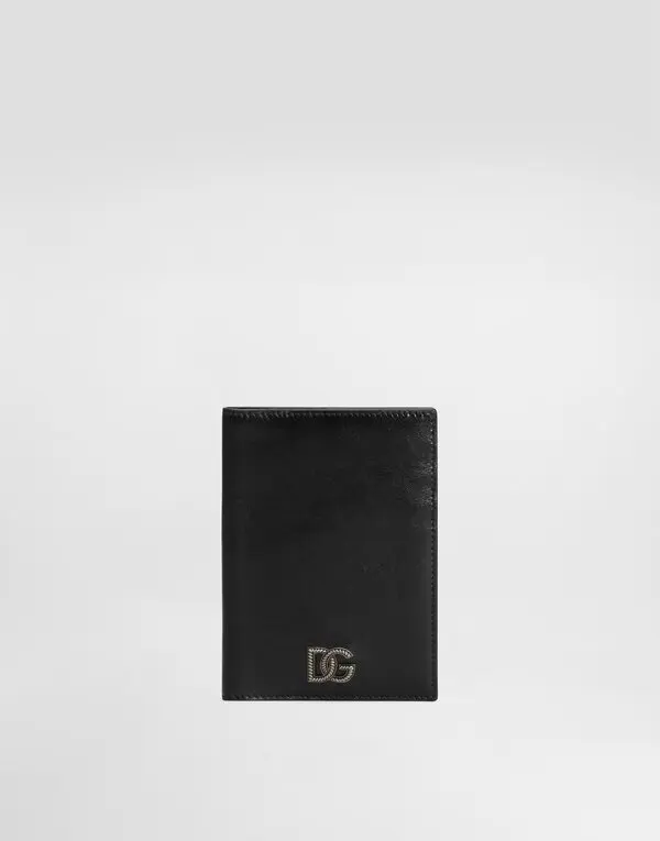 Dolce & Gabbana Tempesta Calfskin Passport Holder Wallets And Small Leather Goods - Black