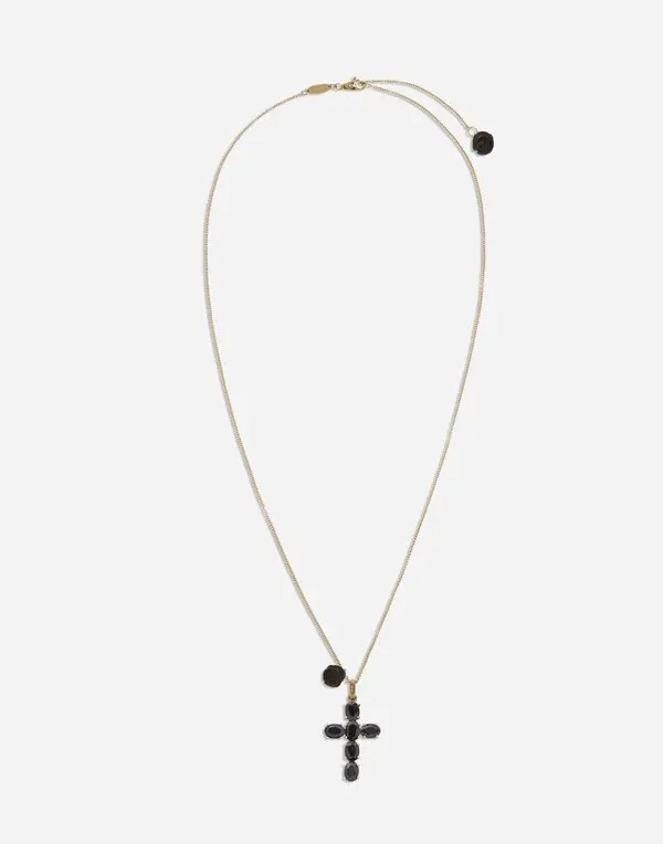 Dolce & Gabbana Yellow Family Pendant With Black Sapphires Necklaces Metal - Gold