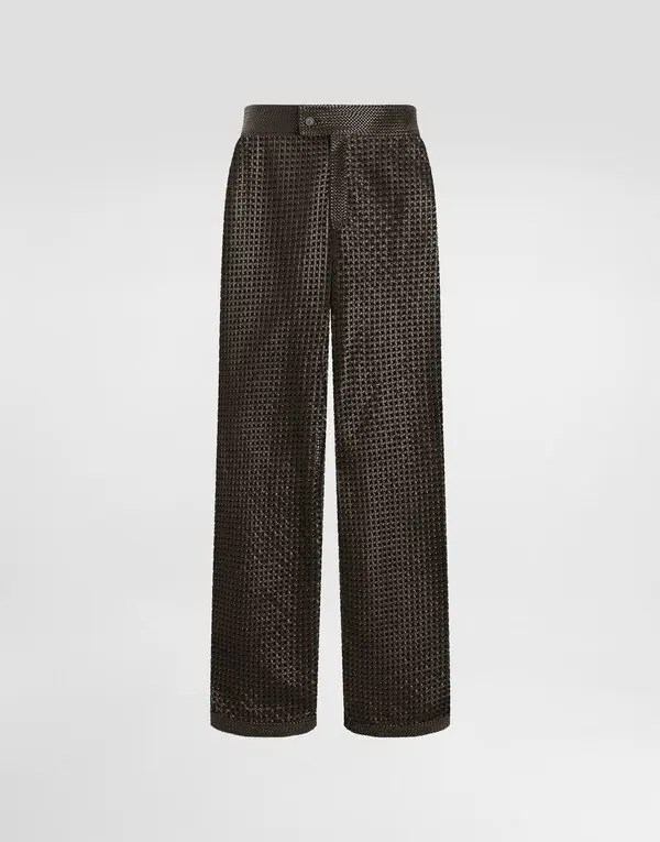 Dolce & Gabbana Flared Woven Nappa Leather Trousers