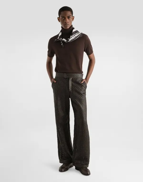 Dolce & Gabbana Flared Woven Nappa Leather Trousers