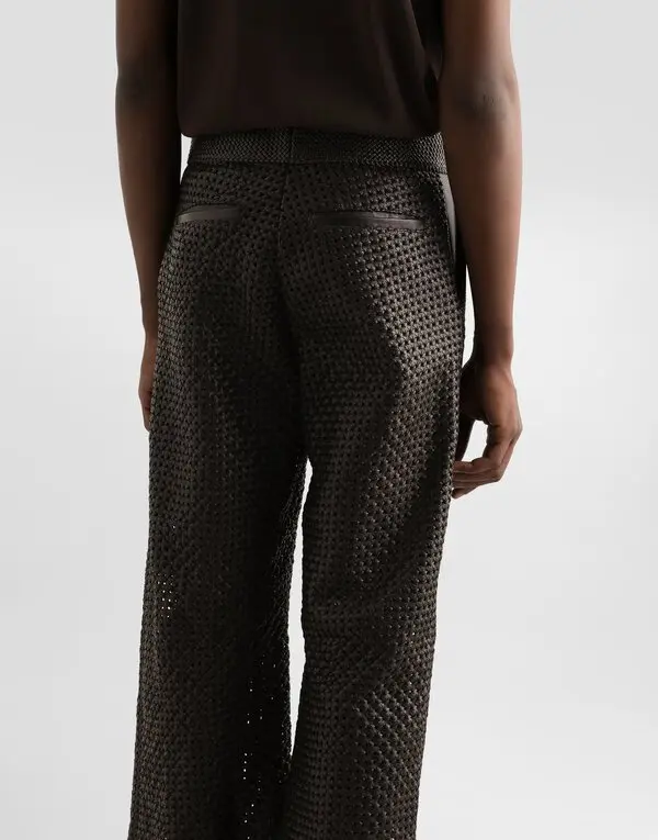 Dolce & Gabbana Flared Woven Nappa Leather Trousers