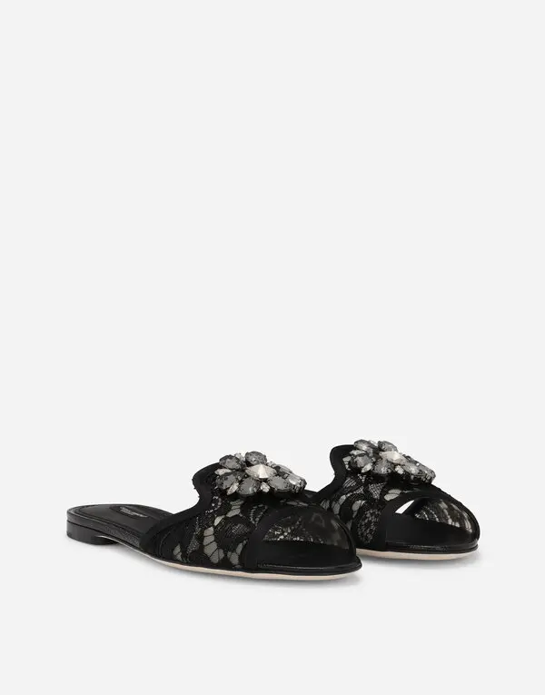 Dolce & Gabbana Majolica-print Brocade Flat Slippers - Black