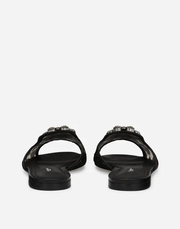Dolce & Gabbana Majolica-print Brocade Flat Slippers - Black