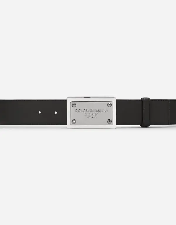 Dolce & Gabbana Leather Belt With Plaque Buckle