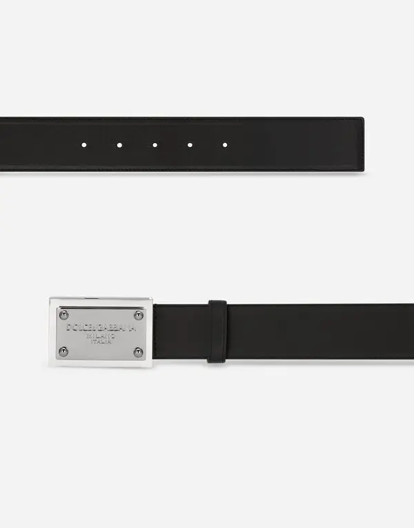 Dolce & Gabbana Leather Belt With Plaque Buckle