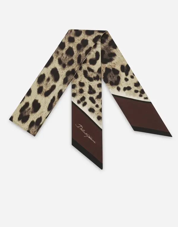 Dolce & Gabbana Leopard- Twill Headscarf Scarves And Silks - Brown