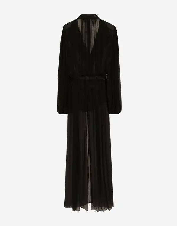 Dolce & Gabbana Long Silk Chiffon Tuxedo Dress Dresses Silk