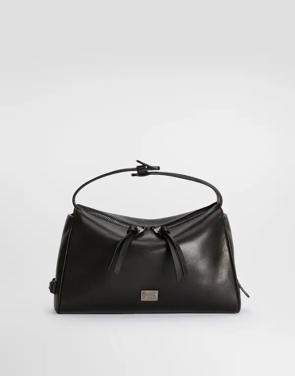Dolce & Gabbana Vittoria Tempesta Calfskin Shoulder Bag Crossbody Bags - Black