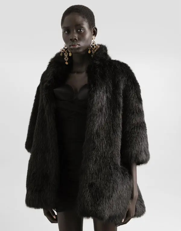 Dolce & Gabbana Faux Fur Jacket Coats And Jackets