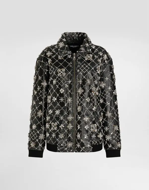 Dolce & Gabbana Embroidered Leather Jacket - Multicolor