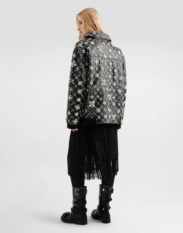 Dolce & Gabbana Embroidered Leather Jacket - Multicolor