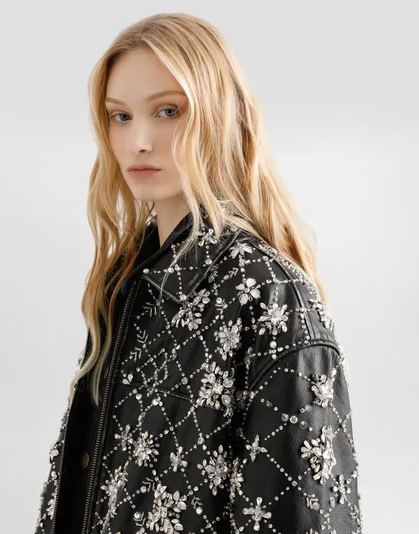 Dolce & Gabbana Embroidered Leather Jacket - Multicolor