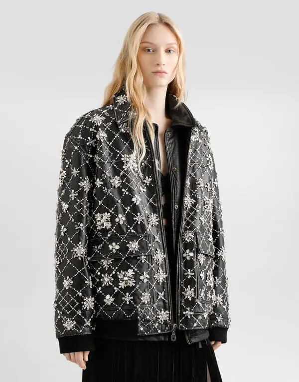Dolce & Gabbana Embroidered Leather Jacket - Multicolor