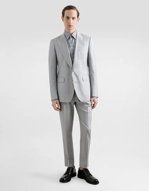 Dolce & Gabbana Deconstructed Single-breasted Silk Suit Suits And Blazers Gray