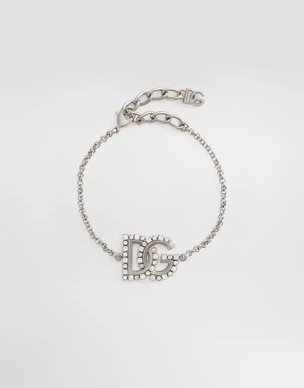 Dolce & Gabbana Fine Link Bracelet With Dg Logo - Silver