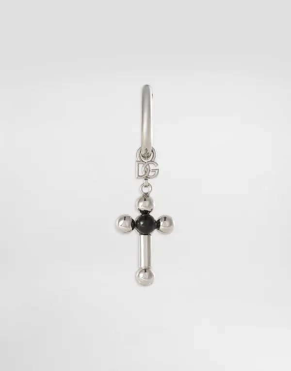 Dolce & Gabbana Creole Single Earring With Pin And Cross Bijoux Metal - Silver