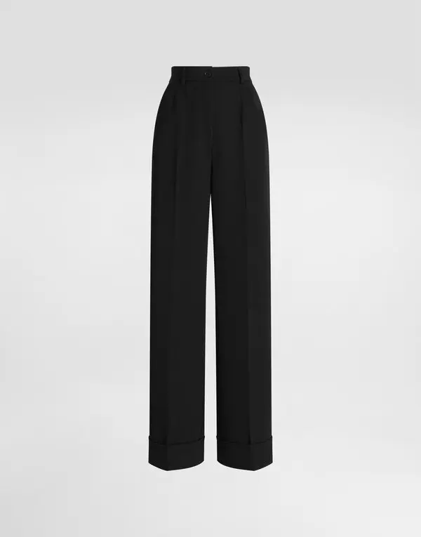 Dolce & Gabbana Wool Gabardine Trousers Pants And Shorts - Black