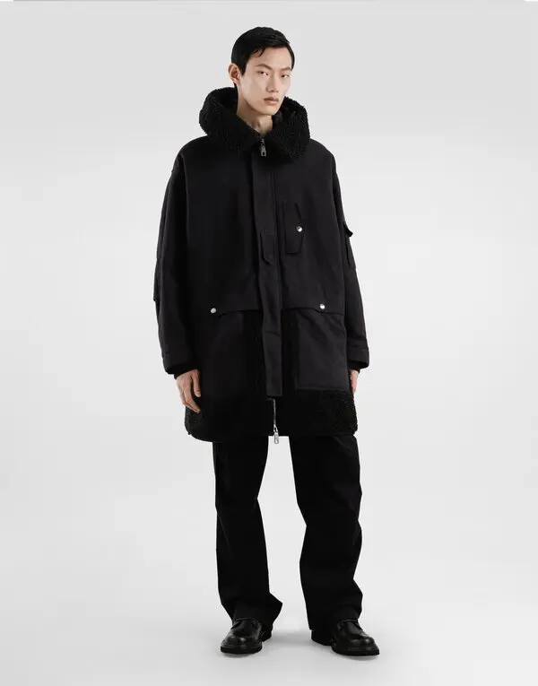 Dolce & Gabbana Waxed Long Down Jacket Coats And Jackets
