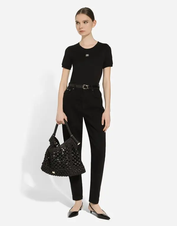 Dolce & Gabbana Sicily Handbag In Raffia Crochet And Calfskin