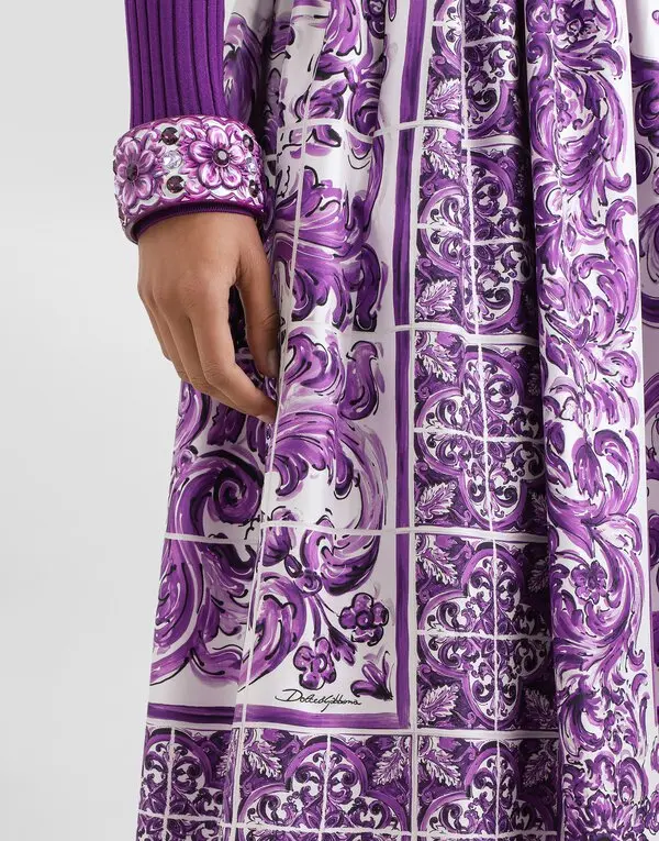 Dolce & Gabbana Majolica Print Gathered Twill Skirt