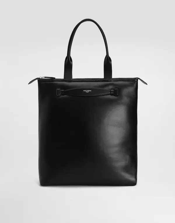 Dolce & Gabbana Calfskin Nappa Leather Shopper Shoppers Leather - Black