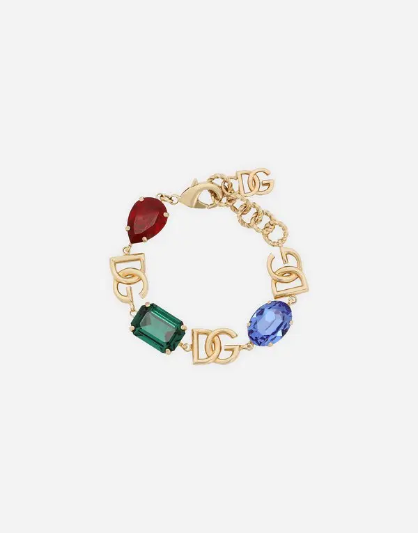 Dolce & Gabbana Bracelet With Dg Logo And Multi-colored Rhinestones Bijoux Multi-colored Metal - Multicolor