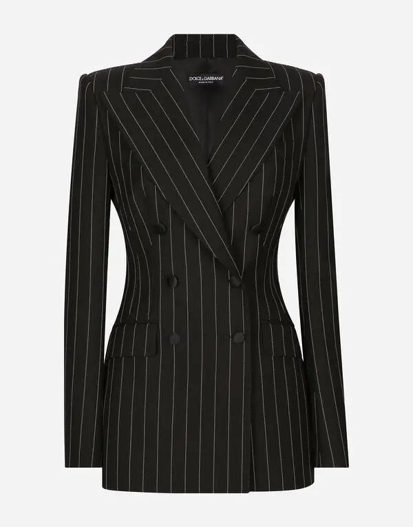 Dolce & Gabbana Double-breasted Pinstripe Wool Turlington Jacket Blazers