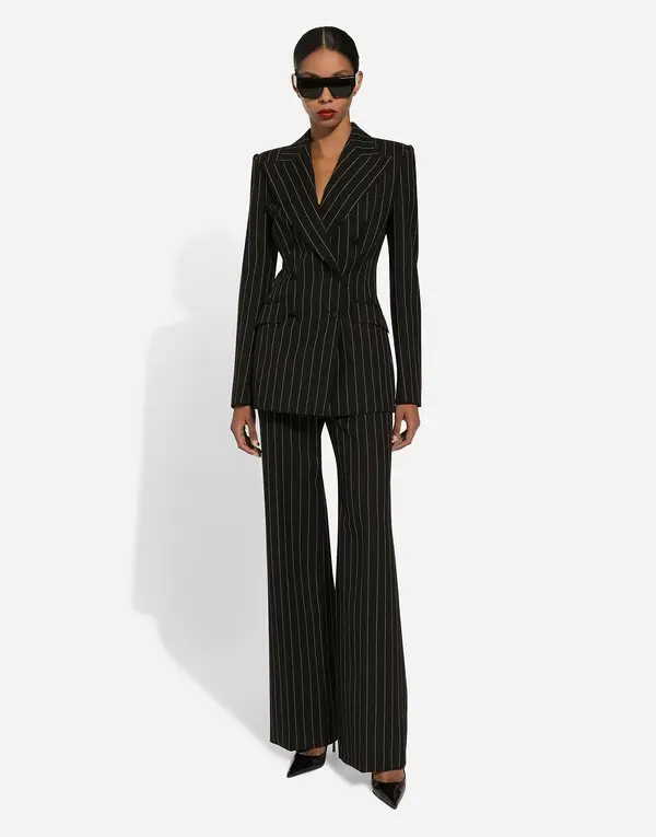 Dolce & Gabbana Double-breasted Pinstripe Wool Turlington Jacket Blazers