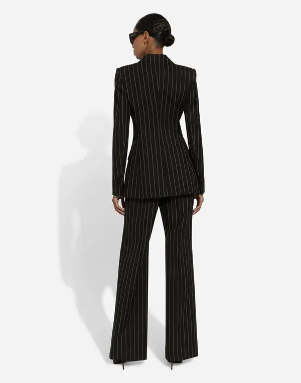 Dolce & Gabbana Double-breasted Pinstripe Wool Turlington Jacket Blazers