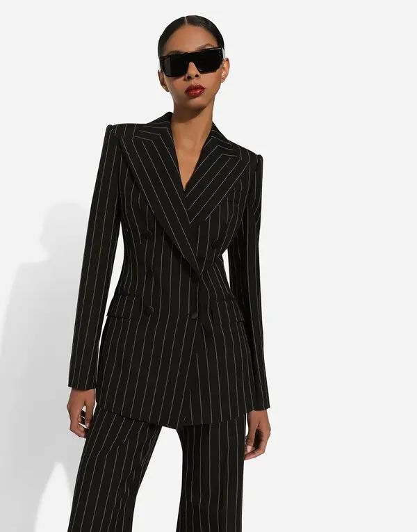 Dolce & Gabbana Double-breasted Pinstripe Wool Turlington Jacket Blazers