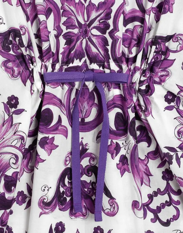 Dolce & Gabbana Majolica-print Short Cotton Caftan Dresses