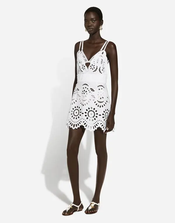 Dolce & Gabbana Cotton Poplin Mini Dress With Cut-out Detailing