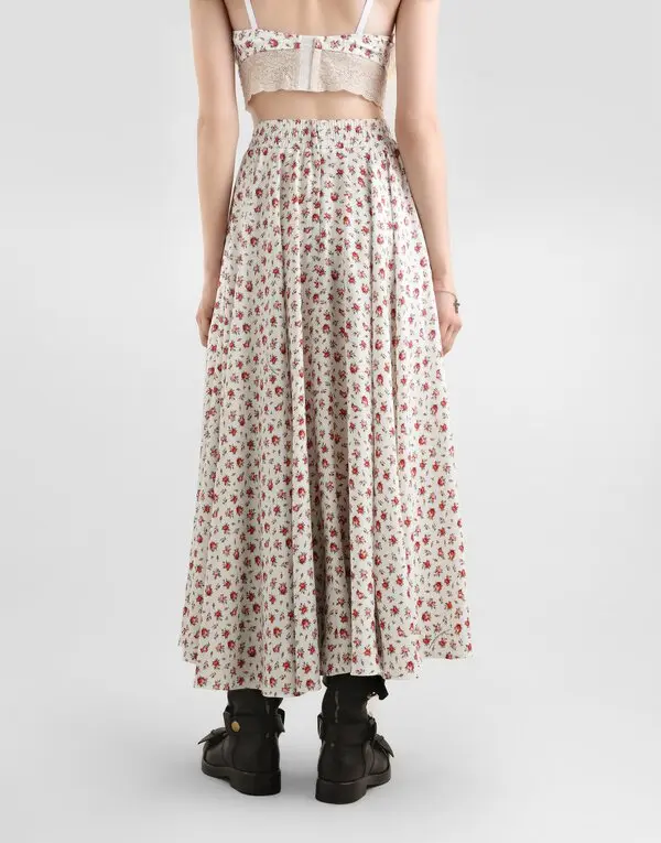 Dolce & Gabbana Small Rose-print Charmeuse Circle Skirt Skirts - Multicolor