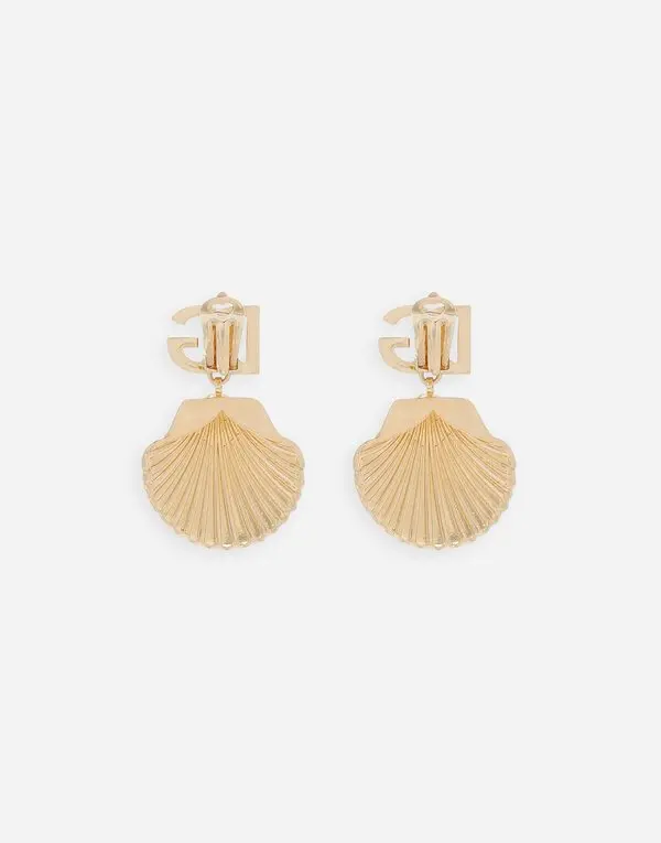 Dolce & Gabbana Rhinestone-detailed Shell And Dg Logo Earrings
