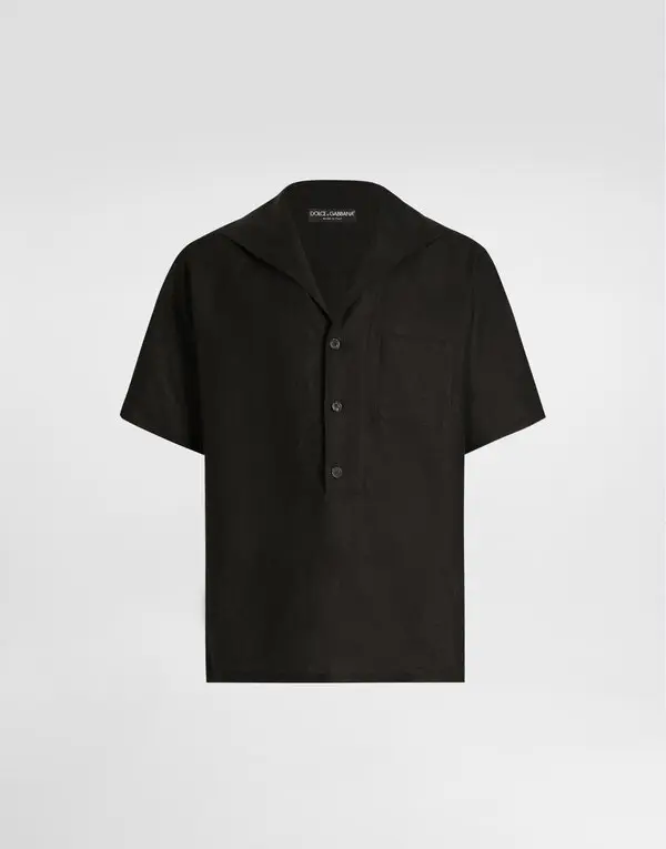 Dolce & Gabbana Three-button Short-sleeved Linen Shirt Shirts Linen - Black