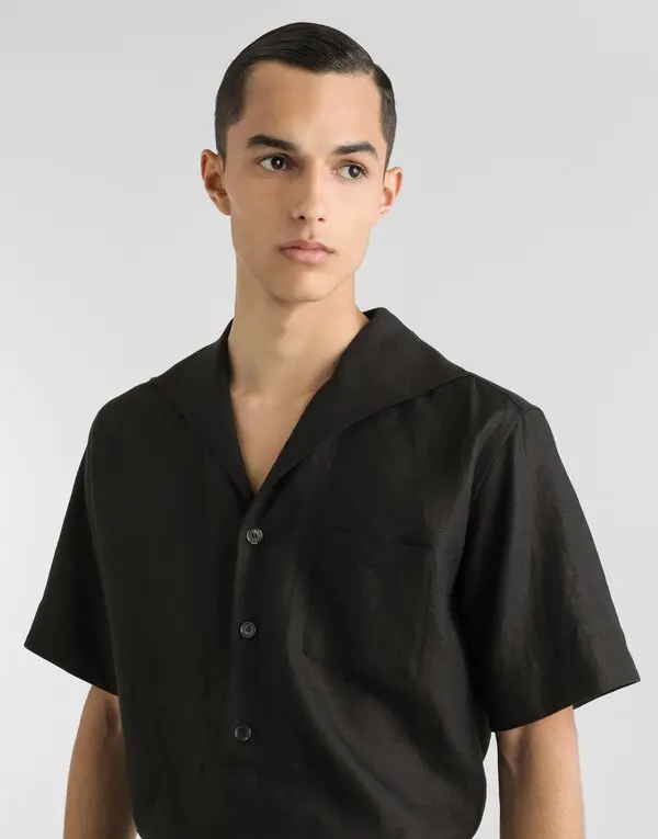 Dolce & Gabbana Three-button Short-sleeved Linen Shirt Shirts Linen