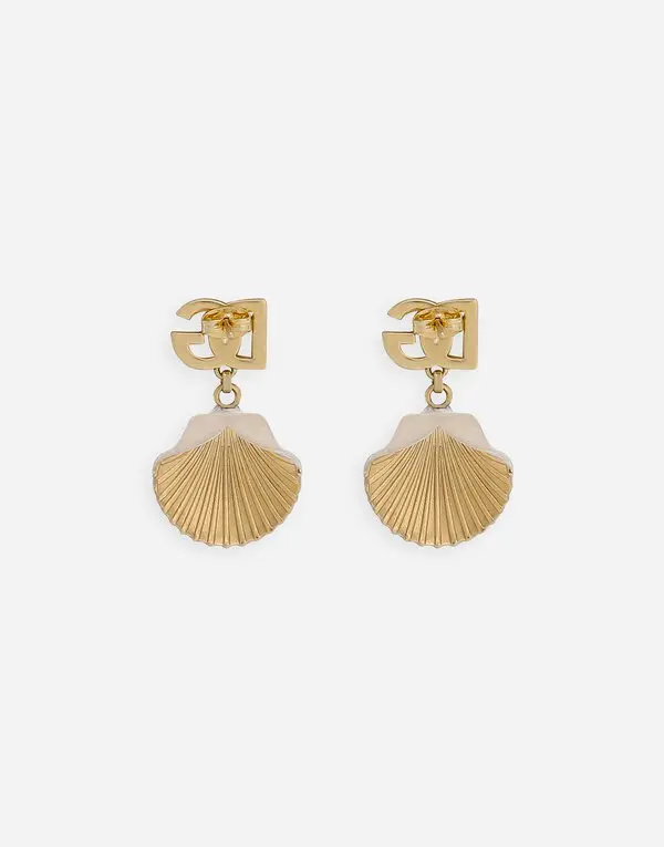 Dolce & Gabbana Earrings With Dg Logo And Shell� Bijoux Metal
